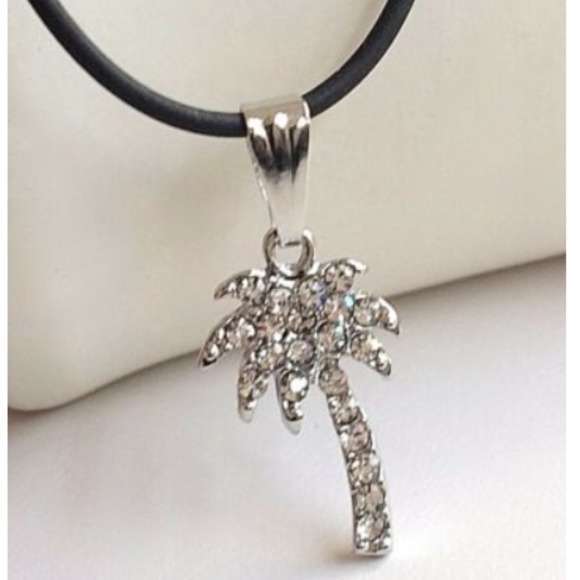 Jewelry | Silver Coconut Palm Tree Necklace Crystal 1719 | Poshmark